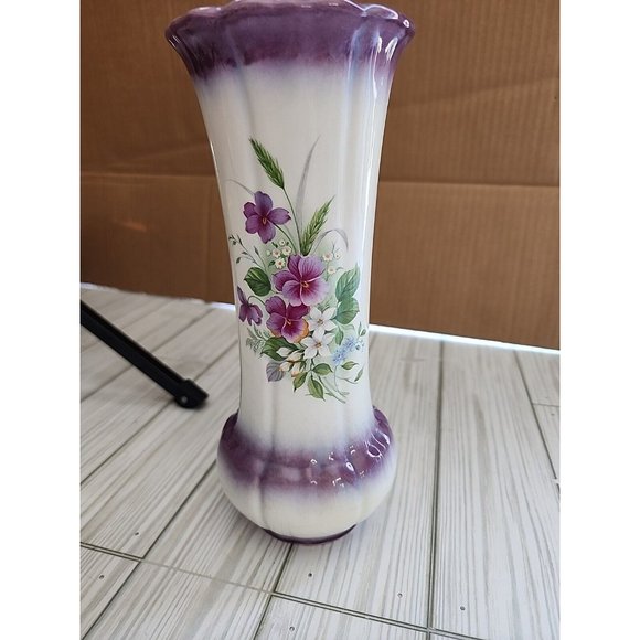 Handmade | Accents | 85 Inch Tall Vase Purple Ceramic Signed Pg Violets ...